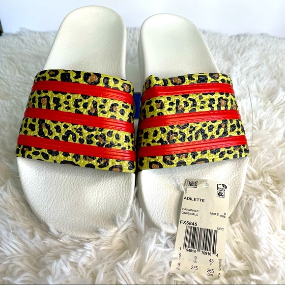 adidas | Shoes | Nwt Adidas Adilette Slides In Whiteleopard | Poshmark